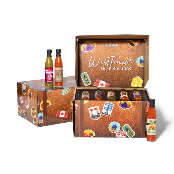 World Traveler Suitcase Hot Sauce Gift, Set of 15 – Thoughtfully